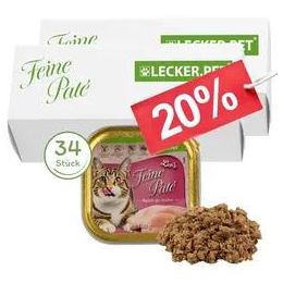 34 x 100 g Lecker.Pet&reg; Leo's Feine Pat&eacute; Reich an Huhn Katzenfutter Nassfutter Vollnahrung