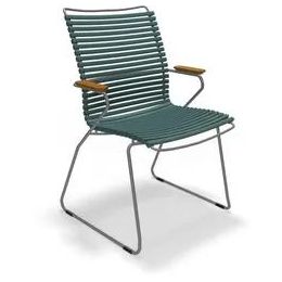 Houe CLICK Dining Chair gro&szlig;e R&uuml;ckenlehne mit Bambusarmlehnen Pine green