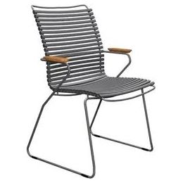 Houe CLICK Dining Chair gro&szlig;e R&uuml;ckenlehne mit Bambusarmlehnen Dark grey