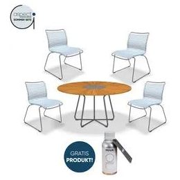 Houe Set mit CIRCLE Dining Table &Oslash;150 und 4 x CLICK Dining Chair ohne Armlehnen Dusty light blue