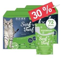 72 x 85 g Lecker.Pet&reg; Surf'n'Turf Pouches Katzenfutter in feiner Sauce Nassfutter - 4 Sorten Multipack