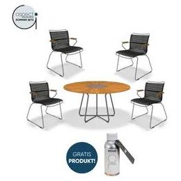 Houe Set aus CIRCLE Dining Table &Oslash;150 und 4x CLICK Dining Chair mit Bambusarmlehen Black