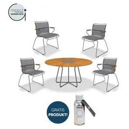 Houe Set aus CIRCLE Dining Table &Oslash;150 und 4x CLICK Dining Chair mit Bambusarmlehen Dark Grey