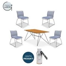 Houe Set aus SKETCH Dining Table 160cm und 4x Click Dining Chair ohne Armlehnen Pigeon blue