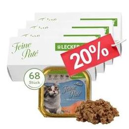 68 x 100 g Lecker.Pet&reg; Mia's Feine Pat&eacute; Reich an Lachs Katzenfutter Nassfutter Vollnahrung