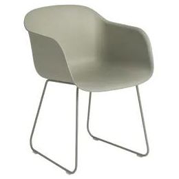 muuto Fiber Armchair, sled base, dusty green / dusty green