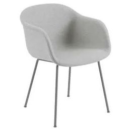 muuto Fiber Armchair, tube base, wooly 2256 / grau