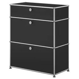 USM Haller Highboard mit zwei Klappt&uuml;ren, zwei Zwischentablaren Graphitschwarz