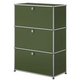 USM Haller Highboard, mit 3 Klappt&uuml;ren Olivegr&uuml;n