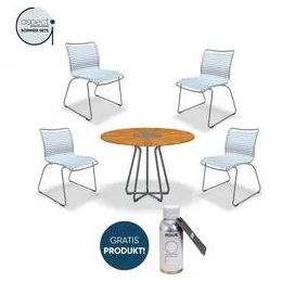 Houe Set mit CIRCLE Dining Table &Oslash;110 und 4 x CLICK Dining Chair ohne Armlehnen Dusty light blue