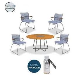 Houe Set aus CIRCLE Dining Table &Oslash;150 und 4x CLICK Dining Chair mit Bambusarmlehen Pigeon blue