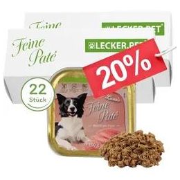 22 x 150 g Lecker.Pet&reg; Luna's Feine Pat&eacute; Reich an Pute Hundefutter Nassfutter Vollnahrung