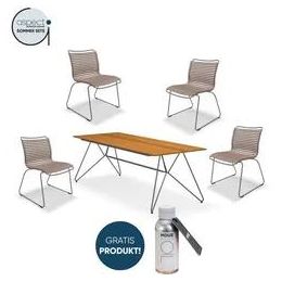 Houe Set aus SKETCH Dining Table 220cm und 4x Click Dining Chair ohne Armlehnen Sand