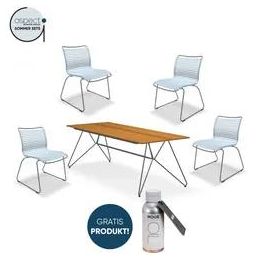 Houe Set aus SKETCH Dining Table 220cm und 4x Click Dining Chair ohne Armlehnen Dusty light blue