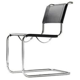 Thonet S 33 Freischwinger Chrom Kernleder schwarz