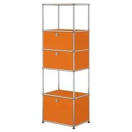 USM Haller Regal mit zwei Klappt&uuml;ren und einer Auszieht&uuml;r mit Einlegerahmen Reinorange