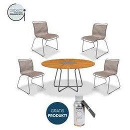 Houe Set mit CIRCLE Dining Table &Oslash;150 und 4 x CLICK Dining Chair ohne Armlehnen Sand