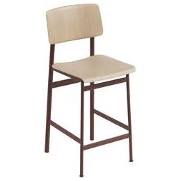 muuto Loft Barhocker, h&ouml;he 65 cm, eiche natur / deep red