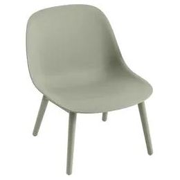 muuto Fiber Lounge Chair, wood base, dusty green