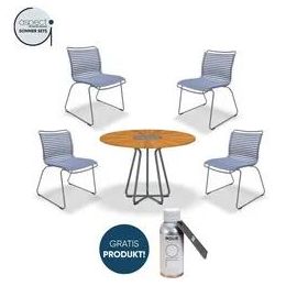Houe Set mit CIRCLE Dining Table &Oslash;110 und 4 x CLICK Dining Chair ohne Armlehnen Pigeon blue