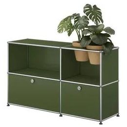 USM Haller Sideboard mit zwei Klappt&uuml;ren und Pflanzeneinsatz Olivegr&uuml;n