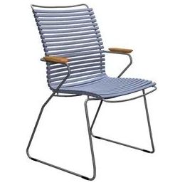 Houe CLICK Dining Chair gro&szlig;e R&uuml;ckenlehne mit Bambusarmlehnen Pigeon Blue