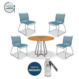Houe Set mit CIRCLE Dining Table &Oslash;110 und 4 x CLICK Dining Chair ohne Armlehnen Petrol