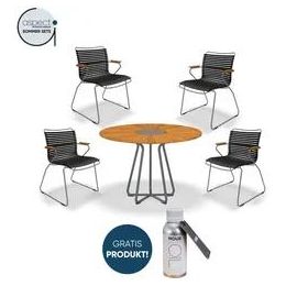 Houe Set aus CIRCLE Dining Table ?110 und 4x CLICK Dining Chair mit Bambusarmlehen Black