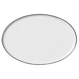 Broste Copenhagen Salt Platte oval 20 x 30 cm White w/Black Rim
