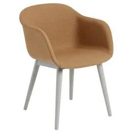 muuto Fiber Armchair, wood base, remix 433 / grau