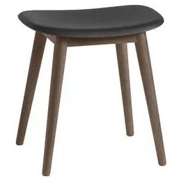 muuto Fiber Stool, wood base, schwarz / dunkelbraun gebeizt