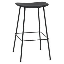 muuto Fiber Barhocker ohne R&uuml;ckenlehne, tube base, h&ouml;he 75 cm, schwarz / schwarz