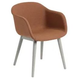 muuto Fiber Armchair, wood base, remix 452 / grau