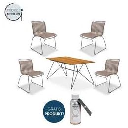 Houe Set aus SKETCH Dining Table 160cm und 4x Click Dining Chair ohne Armlehnen Sand