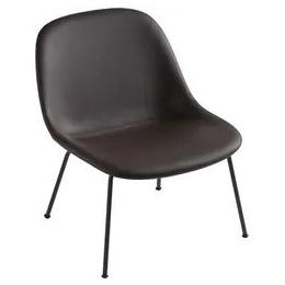 muuto Fiber Lounge Chair, tube base, easy leder root / schwarz