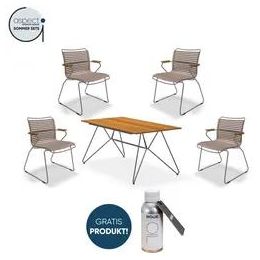 Houe Set aus SKETCH Dining Table 160cm und 4x Click Dining Chair mit Bambusarmlehnen Sand