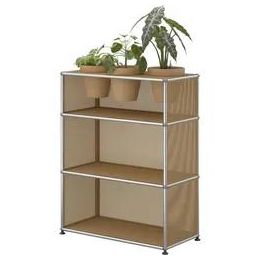 USM Haller Sideboard, mit perforierten Metallelementen und Pflanzeneinlage Beige