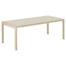 muuto Workshop Tisch, 200 x 92 cm, warm grey linoleum / eiche natur