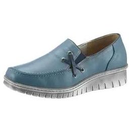 Slipper Loretta, Damen, Gr. 37, blau (jeansblau), Leder, Schuhe Slipper