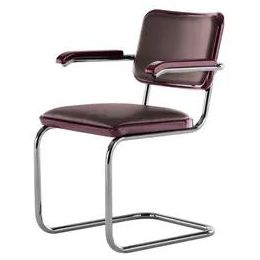 Thonet S 64 P Freischwinger Polster Graphite Ruby Red