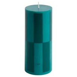 Hay Column Stumpenkerze Small Green with Dark green large check