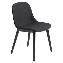 muuto Fiber Side Chair, wood base, remix 183 / schwarz