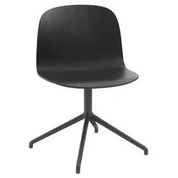 muuto Visu Wide Chair, swivel base, schwarz / schwarz