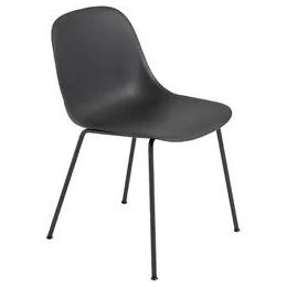 muuto Fiber Side Chair, tube base, schwarz / schwarz