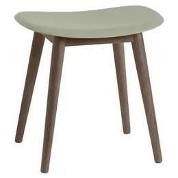 muuto Fiber Stool, wood base, dusty green / dunkelbraun gebeizt