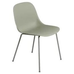 muuto Fiber Side Chair, tube base, dusty green / dusty green