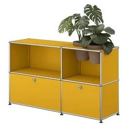 USM Haller Sideboard mit zwei Klappt&uuml;ren und Pflanzeneinsatz Goldgelb