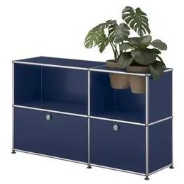 USM Haller Sideboard mit zwei Klappt&uuml;ren und Pflanzeneinsatz Stahlblau