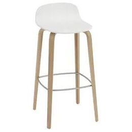 muuto Visu Barhocker, h&ouml;he 75 cm, wei&szlig; / eiche natur