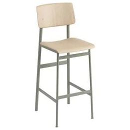 muuto Loft Barhocker, h&ouml;he 75 cm, eiche natur / dusty green